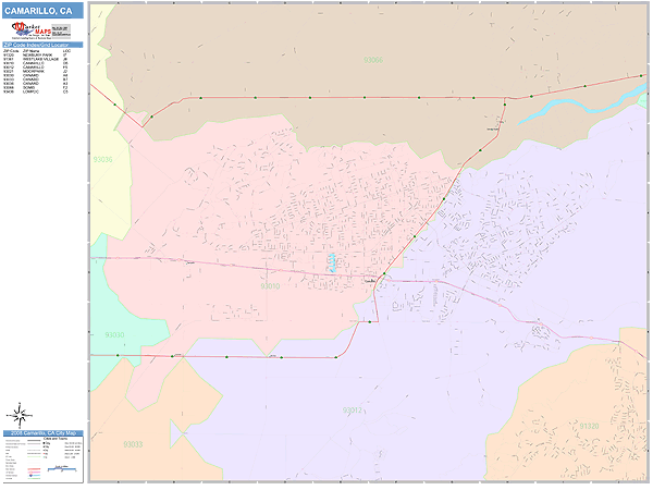 Camarillo California Wall Map (Color Cast Style) by MarketMAPS