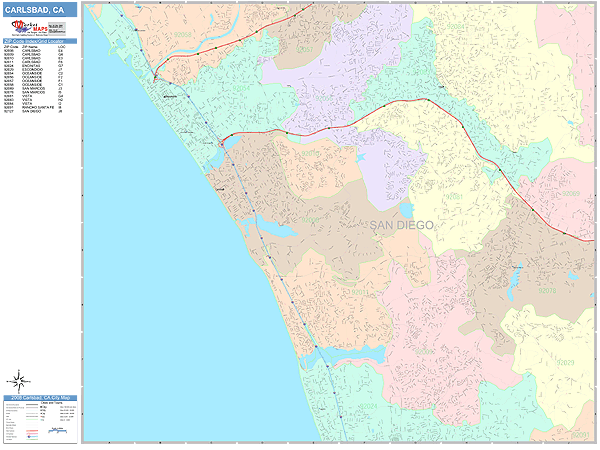 Carlsbad California Wall Map (Color Cast Style) by MarketMAPS