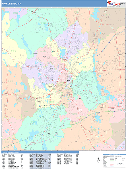 Worcester County Zip Code Map - United States Map