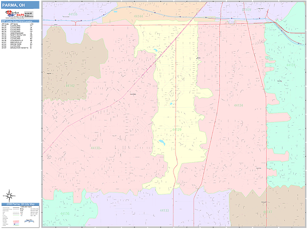 Parma Ohio Wall Map (Color Cast Style) by MarketMAPS