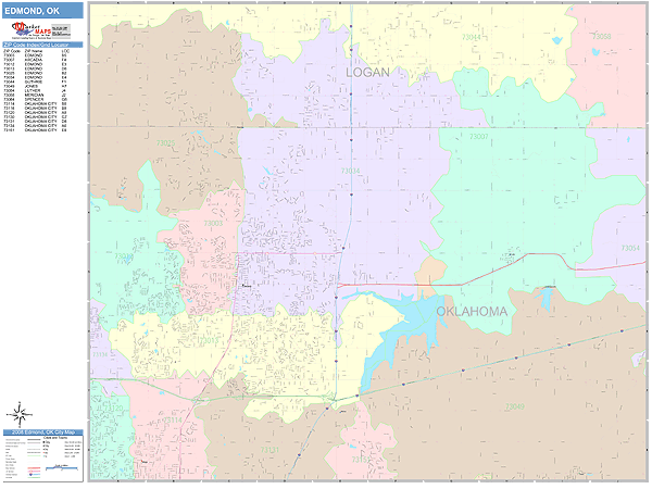 Edmond Oklahoma Wall Map (Color Cast Style) by MarketMAPS