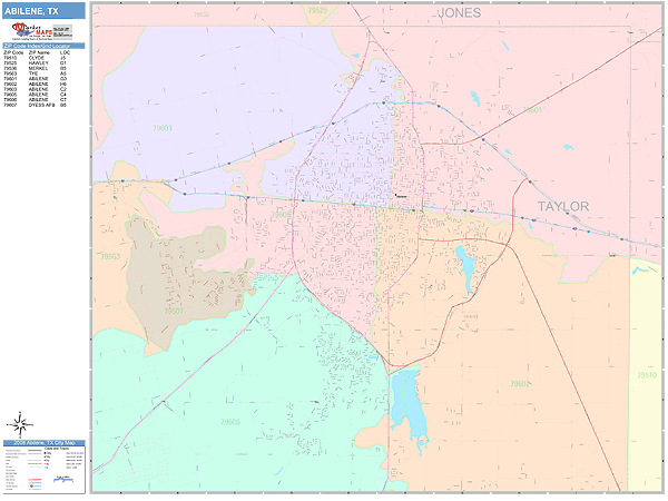 Abilene Texas Wall Map (Color Cast Style) by MarketMAPS