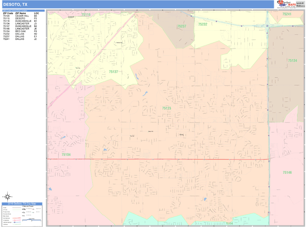 DeSoto Texas Wall Map (Color Cast Style) by MarketMAPS