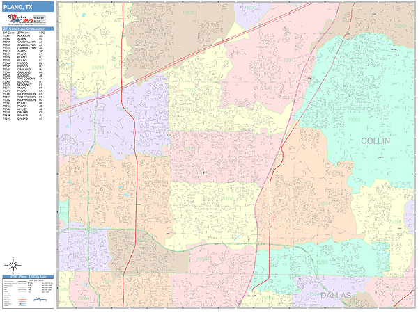 Plano Texas Wall Map (Color Cast Style) by MarketMAPS