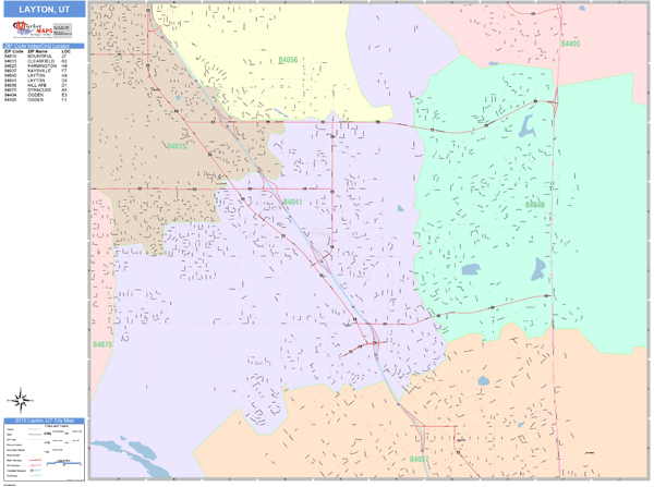 Layton Utah Wall Map (Color Cast Style) by MarketMAPS