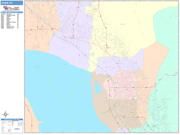 Orem Utah Wall Map (Color Cast Style) by MarketMAPS