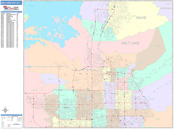 Salt Lake City Utah Wall Map (Color Cast Style) by MarketMAPS