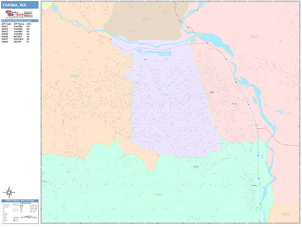 Yakima Washington Wall Map (Color Cast Style) by MarketMAPS