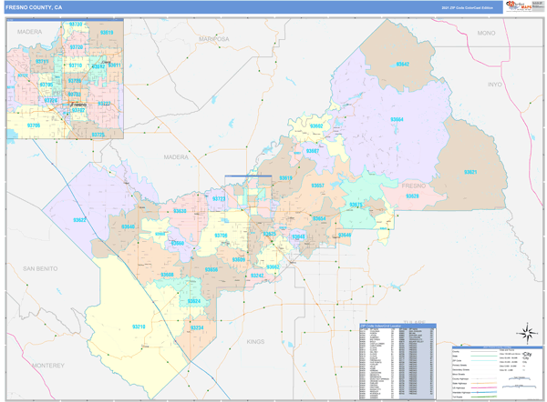 Fresno County, CA Wall Map Color Cast Style by MarketMAPS