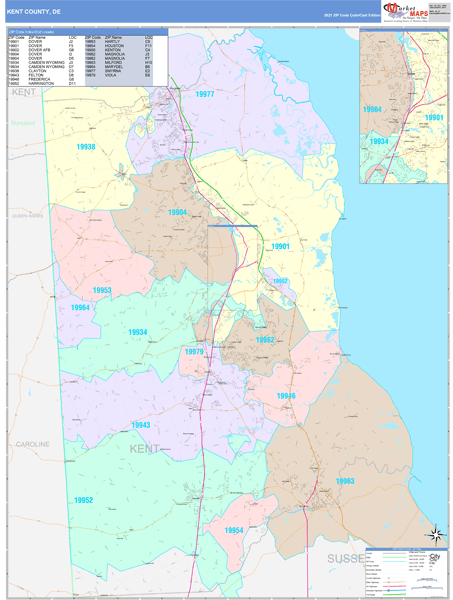 Kent County Zip Code Map - Map