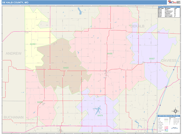 DeKalb County, MO Wall Map Color Cast Style by MarketMAPS