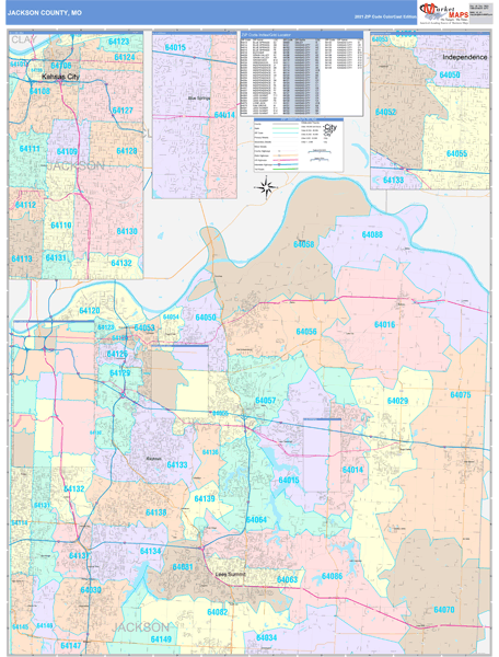 Jackson County Missouri Digital Zip Code Map