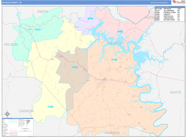 DeKalb County, TN Wall Map Color Cast Style by MarketMAPS