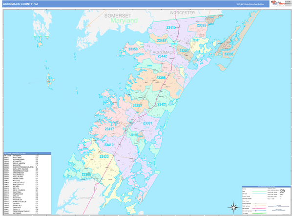 Accomack County, VA Wall Map Color Cast Style by MarketMAPS