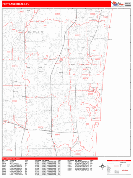 Fort Lauderdale Florida Zip Code Wall Map Red Line Style By MarketMAPS fort-lauderdale-florida-zip-code-wall-map-red-line-style-by-marketmaps