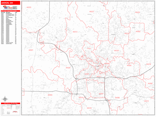 Greater Akron Zip Code Map