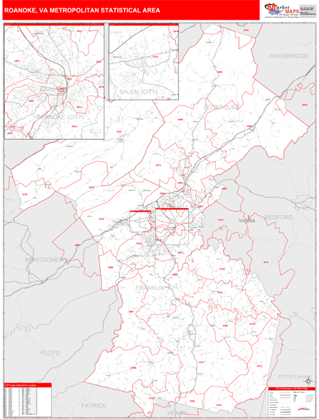 Roanoke County Zip Code Map