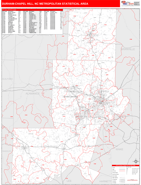 Raleigh Durham Zip Code Map
