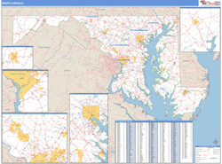 Maryland Zip Code Wall Map Basic Style by MarketMAPS