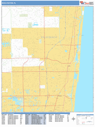 Boca Raton Florida Zip Code Wall Map (Basic Style) by MarketMAPS