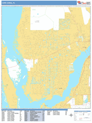 Cape Coral Florida Zip Code Wall Map (Basic Style) by MarketMAPS