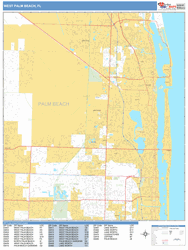 West Palm Beach Florida Zip Code Wall Map (Basic Style) by MarketMAPS