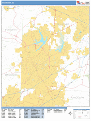 High Point North Carolina Zip Code Wall Map (Basic Style) by MarketMAPS