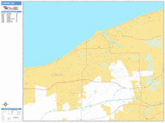 Lorain Ohio Zip Code Wall Map (Basic Style) by MarketMAPS