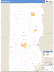 Edwards County, IL Wall Map Basic Style by MarketMAPS