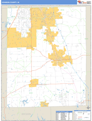 Johnson County, IN Zip Code Wall Map Basic Style by MarketMAPS