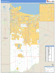 Lake County, IN Zip Code Wall Map Basic Style by MarketMAPS