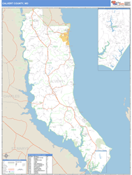Calvert County, MD Wall Map Basic Style by MarketMAPS