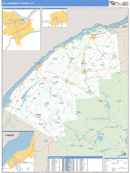 St. Lawrence County, NY Zip Code Wall Map Basic Style by MarketMAPS