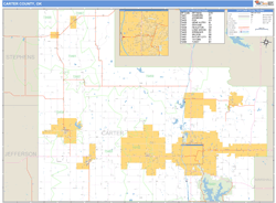 Carter County, OK Wall Map Basic Style by MarketMAPS