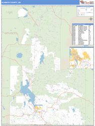 Klamath County, OR Zip Code Wall Map Basic Style by MarketMAPS