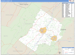Augusta County, VA Wall Map Basic Style by MarketMAPS