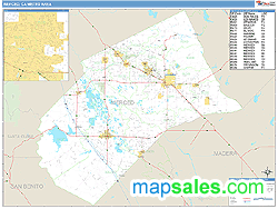 Merced, CA Metro Area Zip Code Wall Map Basic Style by MarketMAPS