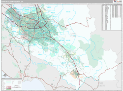 Santa Clara County, CA Zip Code Wall Map Premium Style by MarketMAPS