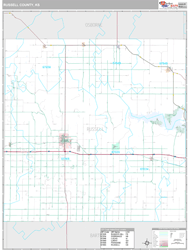 Russell County, KS Zip Code Wall Map Premium Style by MarketMAPS