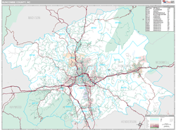 Buncombe County, NC Wall Map Premium Style by MarketMAPS
