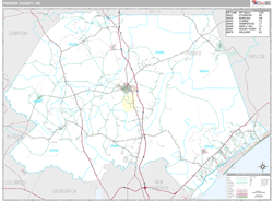 Pender County, NC Zip Code Wall Map Premium Style by MarketMAPS