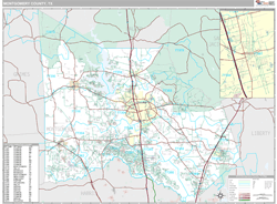 Montgomery County, TX Zip Code Wall Map Premium Style by MarketMAPS