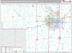 Des Moines, IA Metro Area Zip Code Wall Map Premium Style by MarketMAPS