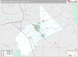 Modesto, CA Metro Area Zip Code Wall Map Premium Style by MarketMAPS
