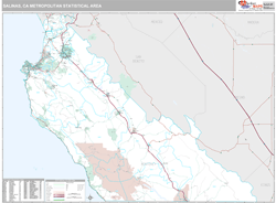 Salinas, CA Metro Area Zip Code Wall Map Premium Style by MarketMAPS