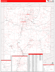 New Mexico Zip Code Wall Map Red Line Style by MarketMAPS