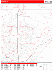 Thornton Colorado Zip Code Wall Map (Red Line Style) by MarketMAPS