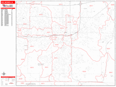 Des Moines Iowa Zip Code Wall Map (Red Line Style) by MarketMAPS