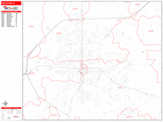 Decatur Illinois Zip Code Wall Map (Red Line Style) by MarketMAPS