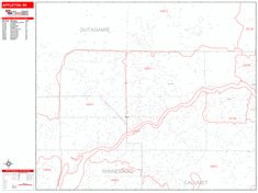 Appleton Wisconsin Zip Code Wall Map (Red Line Style) by MarketMAPS